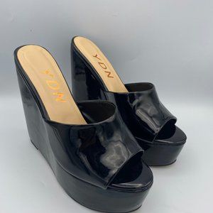 YDN | Shoes | Ydn Black High Heel Platform Mules Peep Toe Sandal | Poshmark